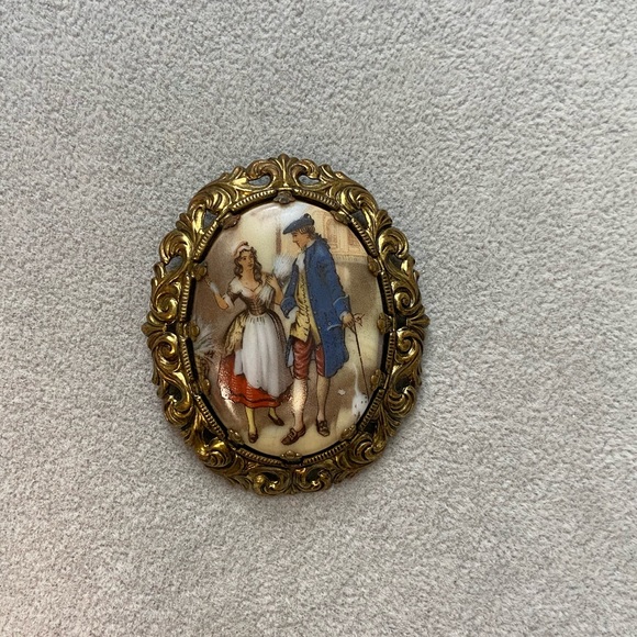 Jewelry | Vintage West Germany Brooch With Colonial Couple | Poshmark